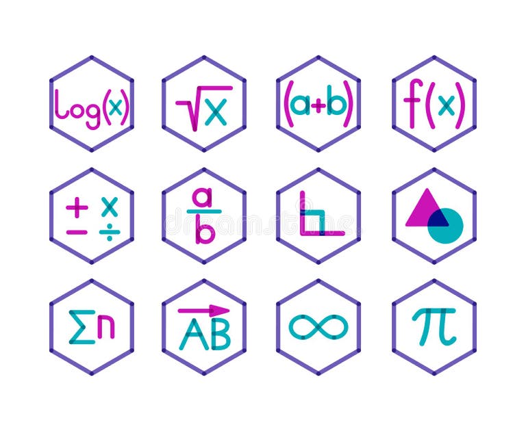 Set of 12 math icons. stock vector. Illustration of exam - 63609598