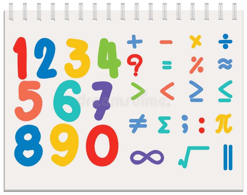Set of Math Number and Symbol Stock Vector - Illustration of clip ...
