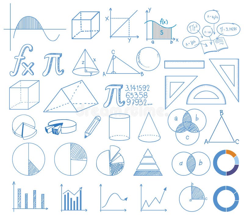 Set of math sign and graph stock vector. Illustration of background ...