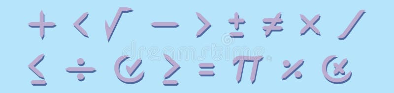 Set of Math Symbol Cartoon Icon Design Template with Various Models ...
