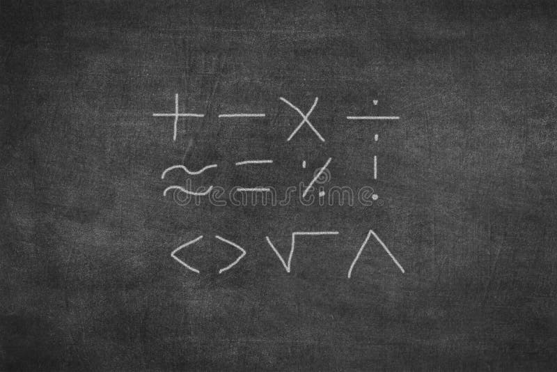 Set of Math Symbol Draw by Chalk on Blackboard Background Stock ...