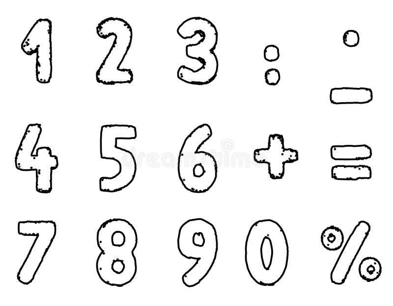 Set of Mathematics Outline, Numbers on a Transparent Background, Stock ...