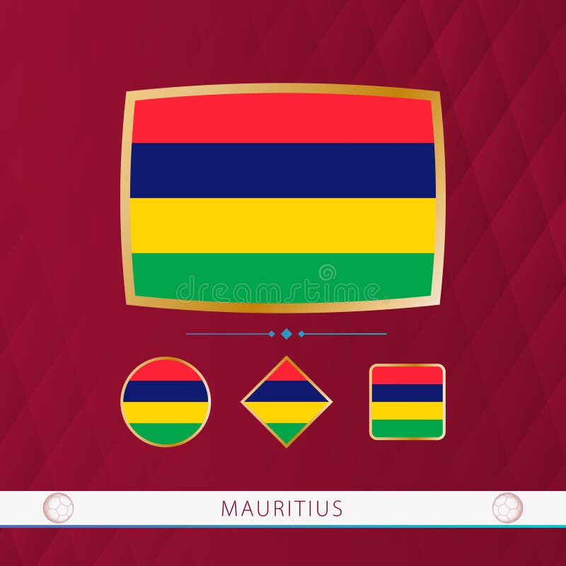 Set of Mauritius Flags with Gold Frame for Use at Sporting Events on a ...