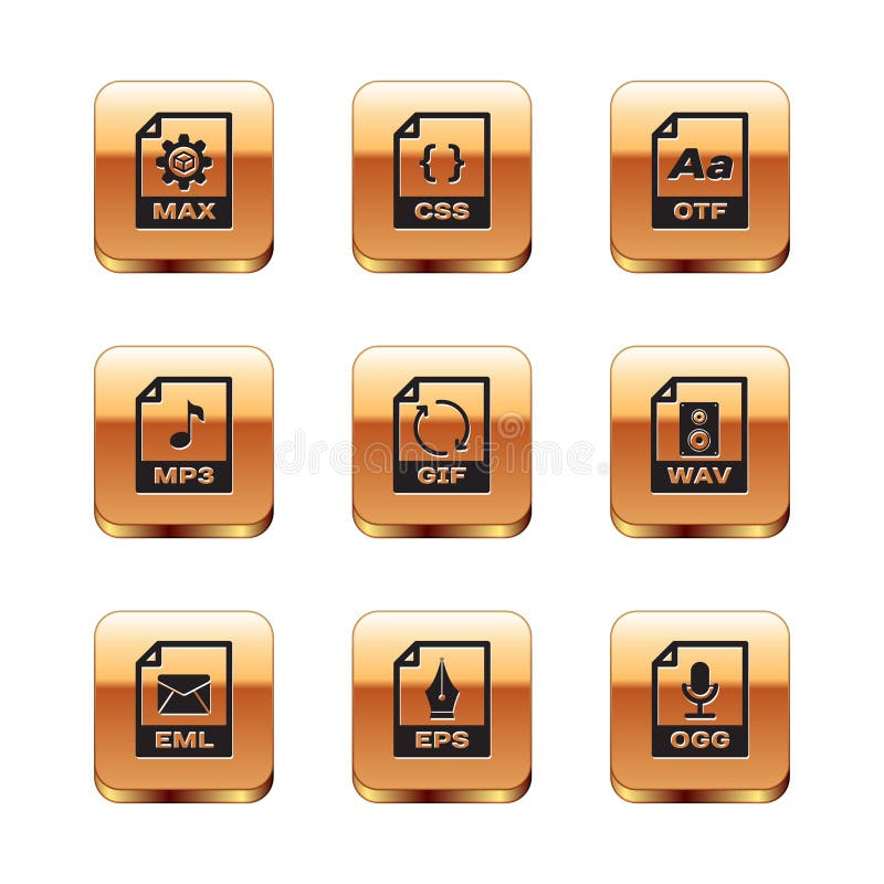 Set MAX File Document, EML, EPS, GIF, MP3 and OTF Icon. Vector Stock ... Set MAX File Document, EML, EPS, GIF, MP3 and OTF Icon. Vector Stock ...