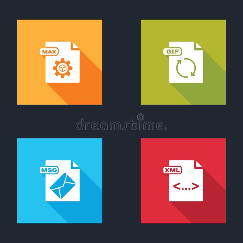 Set MAX File Document, GIF, MSG and XML Icon. Vector Stock Vector ... Set MAX File Document, GIF, MSG and XML Icon. Vector Stock Vector ...