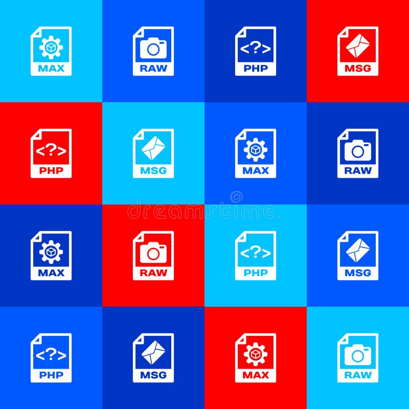 Set Max File Document Raw Php Y Msg Icon. Vector Stock de ilustración ...