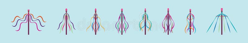 Set of Maypole Cartoon Icon Design Template with Various Models. Vector ...