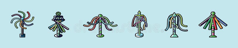 Set of Maypole Cartoon Icon Design Template with Various Models. Vector ...
