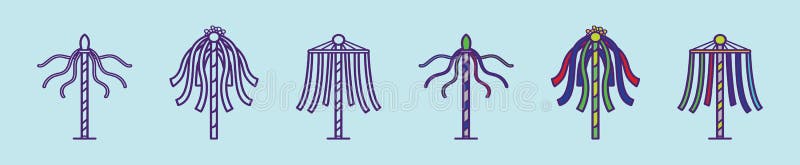 Set of Maypole Cartoon Icon Design Template with Various Models. Vector ...