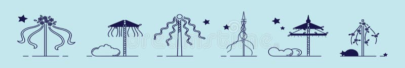 Set of Maypole Cartoon Icon Design Template with Various Models. Vector ...