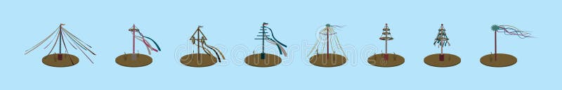 Set of Maypole Cartoon Icon Design Template with Various Models. Vector ...