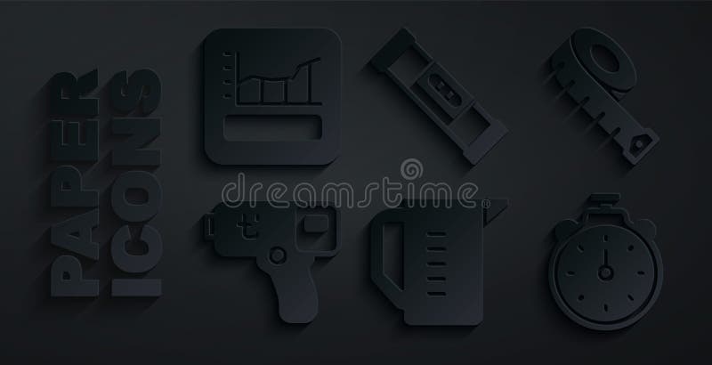 Set Measuring Cup, Tape, Digital Thermometer, Stopwatch, Construction ...