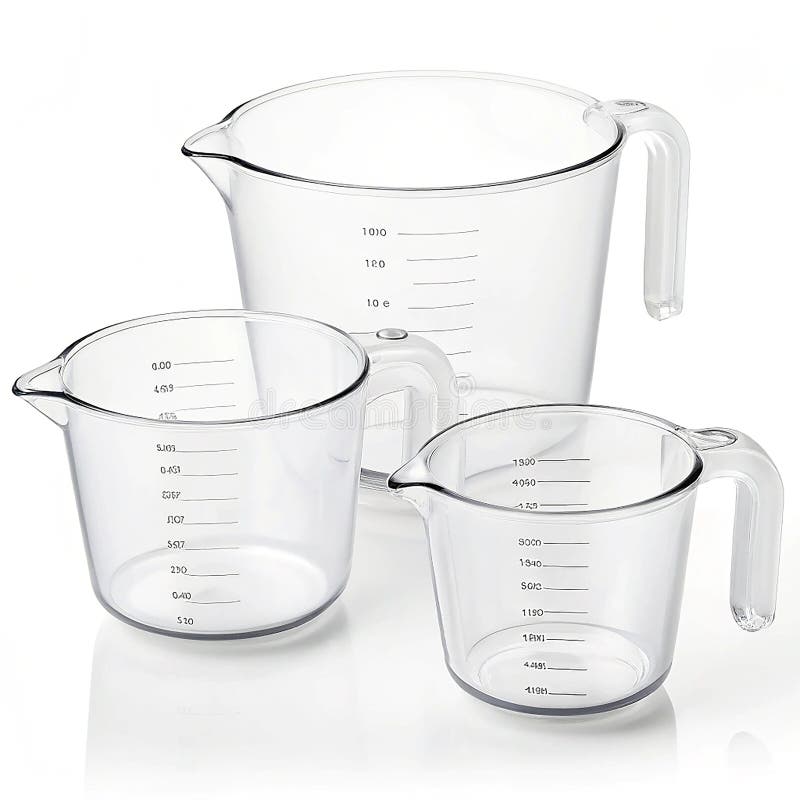 Set of Measuring Cups with Plastic Handles on White Background Stock ...