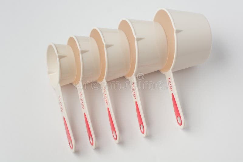 Set of Measuring Cups Sorted on White Background Top View Stock Image ...