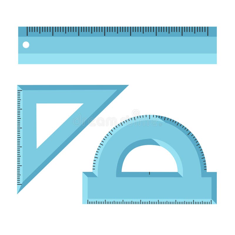 Set of Measuring Scale Tools Ruler, Triangle, Protractor School ...