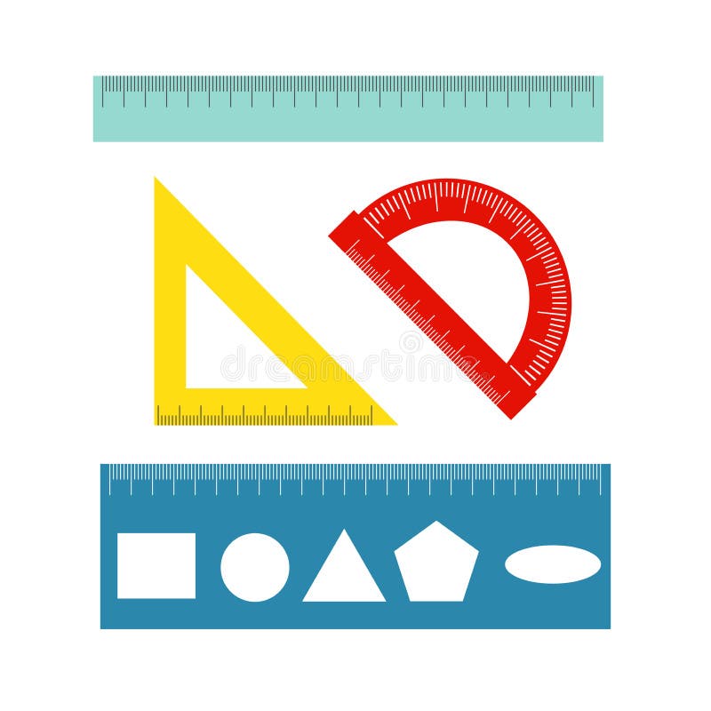 Rulers, Triangles, Protractor. Vector Instruments on Wh Stock Vector ...