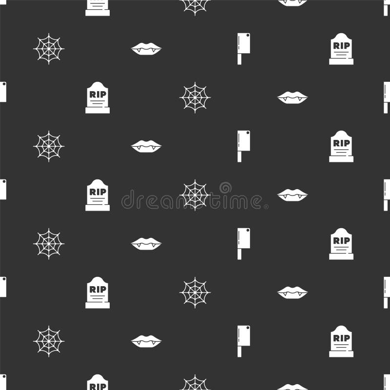 Set Meat Chopper, Tombstone with RIP Written, Spider Web and Vampire ...