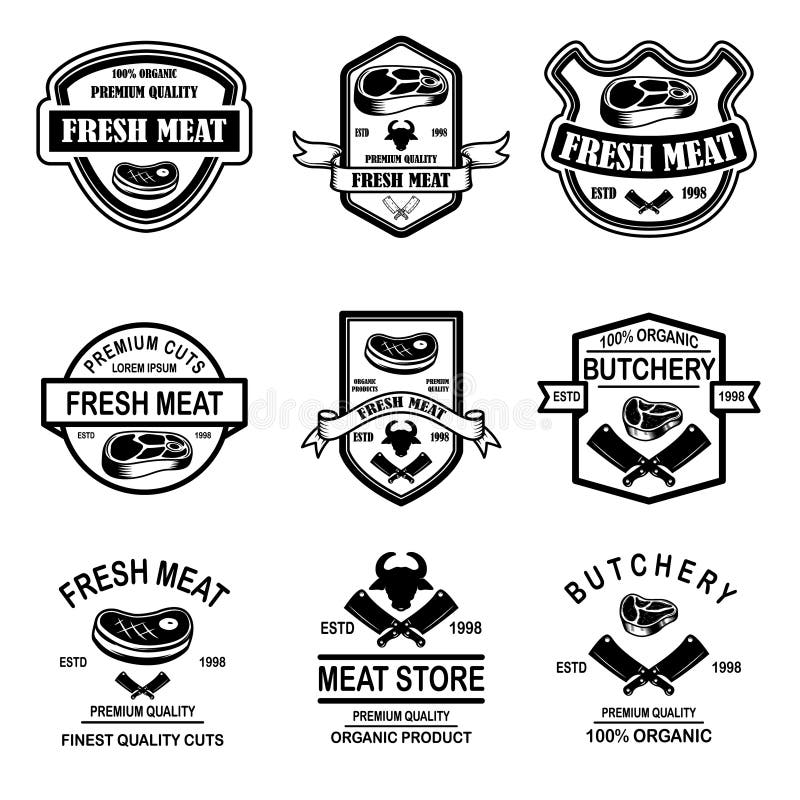 Set of Meat Store, Butchery Emblems. Design Element for Logo, Label ...