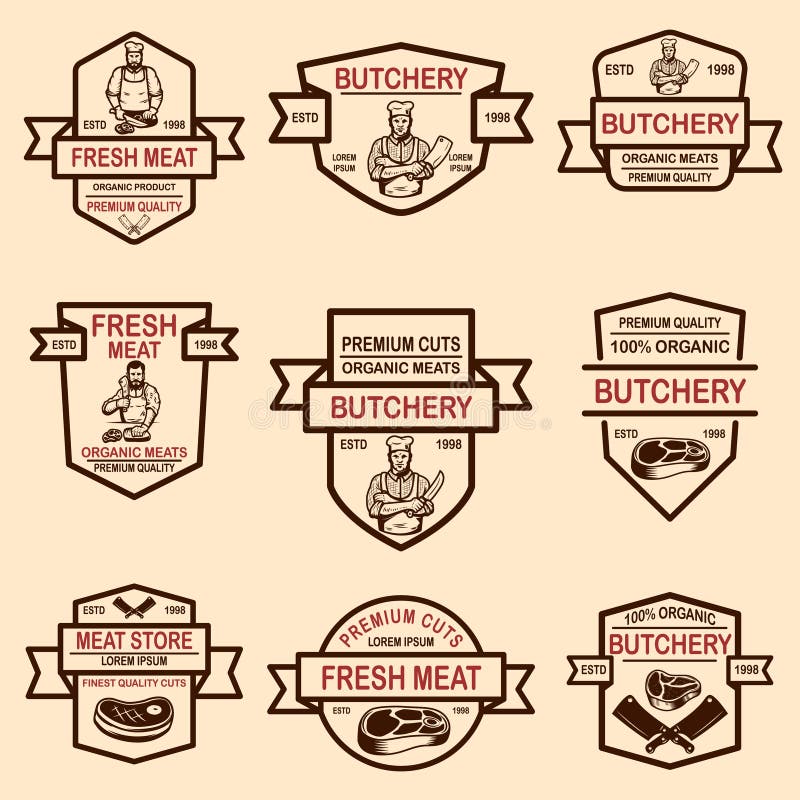 Set of Meat Store Labels. Design Element for Logo, Label, Emblem, Sign ...