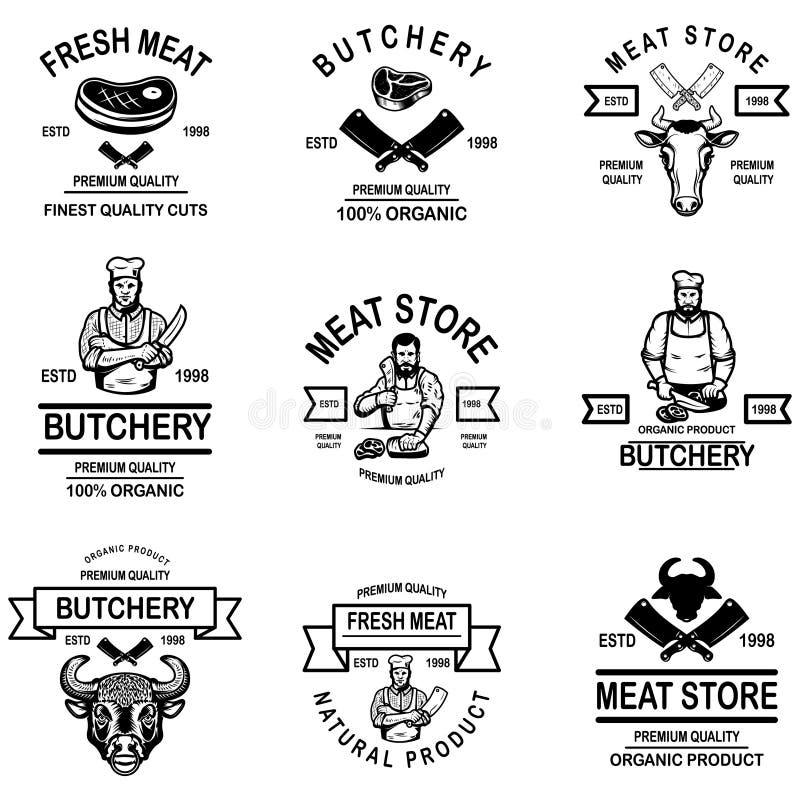 Set of Meat Store, Fresh Meat Labels Quality. Design Elements for Logo ...