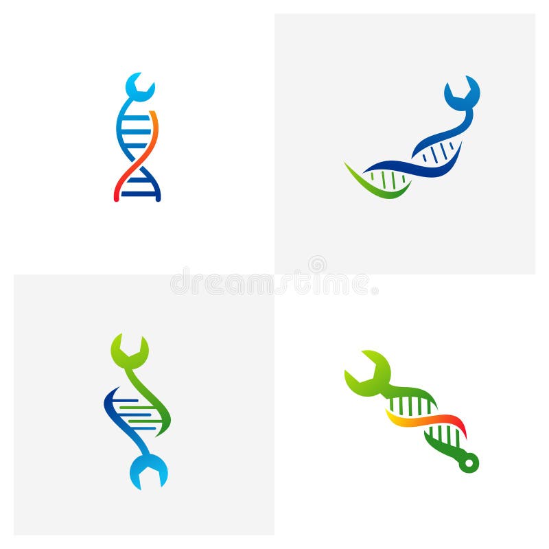 Set of Mechanic DNA Logo Vector Template, Creative DNA Logo Design ...