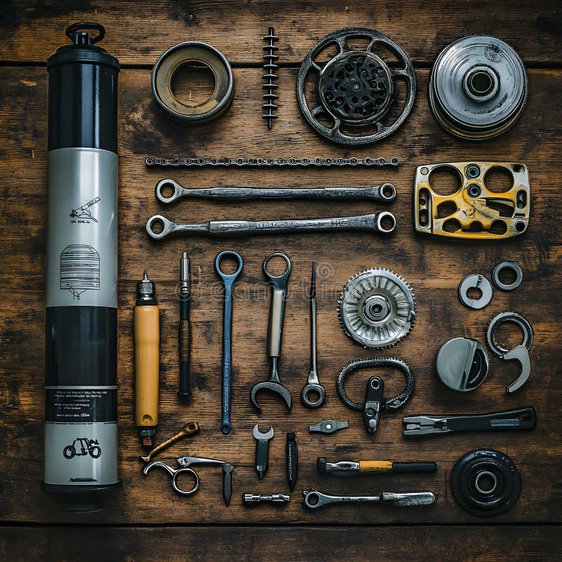 A Set of Mechanic Tools Arranged on a Wooden Table, AI Generated Stock ...