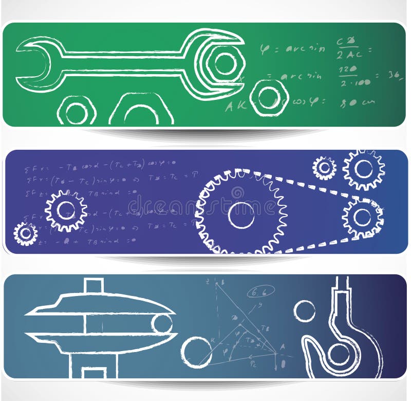 Set of mechanical banners. stock vector. Illustration of graphic - 28079678