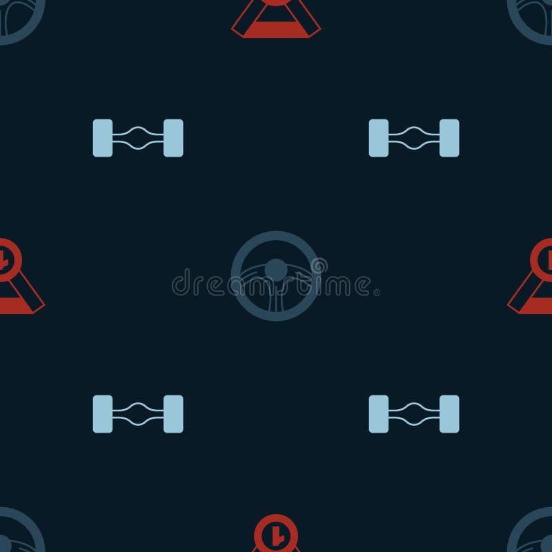 Set Medal, Racing Steering Wheel and Chassis Car on Seamless Pattern ...