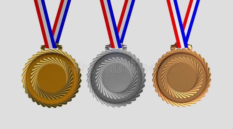 Set of Medals Isolated on White Stock Illustration - Illustration of ...