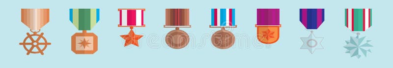 Set of Medals. Cartoon Icon Design Template with Various Models. Vector ...