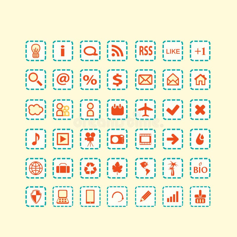 Set of Media Computer Square Icons Stock Vector - Illustration of ...