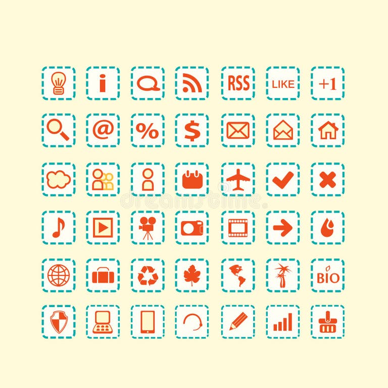Set of Media Computer Square Icons Stock Vector - Illustration of ...