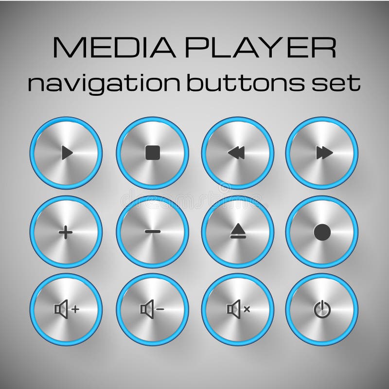 Set of Media Control Buttons. Stock Vector - Illustration of forward ...
