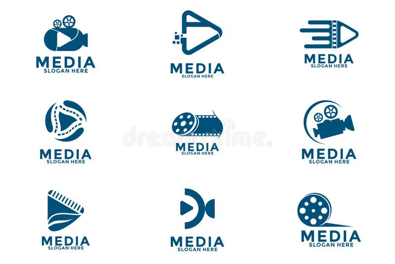 Set of Media Logo Vector Template, Creative Play Button Logo Design ...