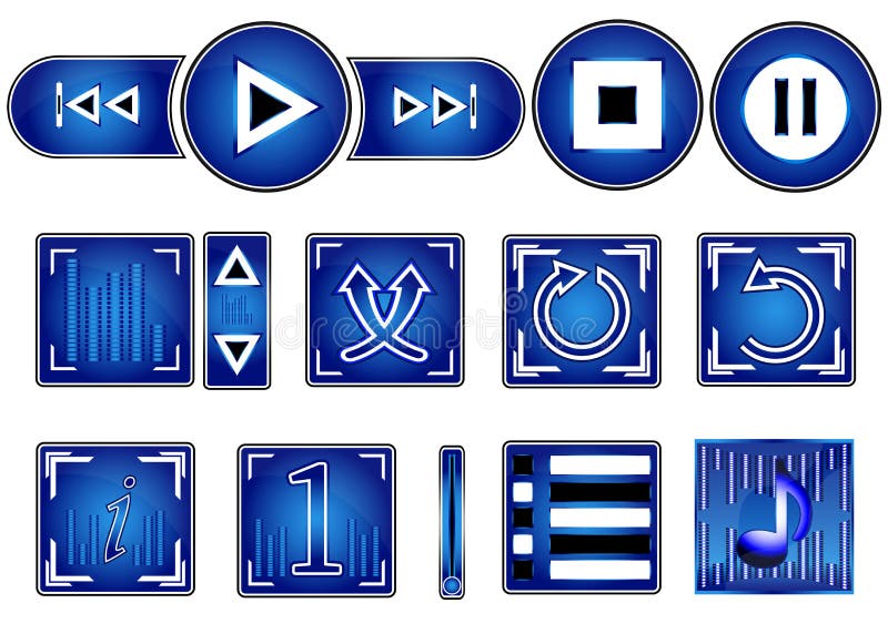 Set of Media Player Buttons Isolated on White Stock Vector ...