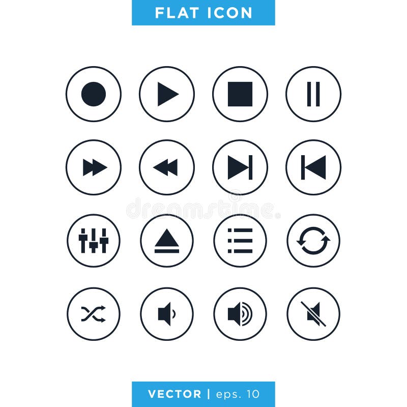 Set of Media Player Icons Vector Design Template. Stock Vector ...