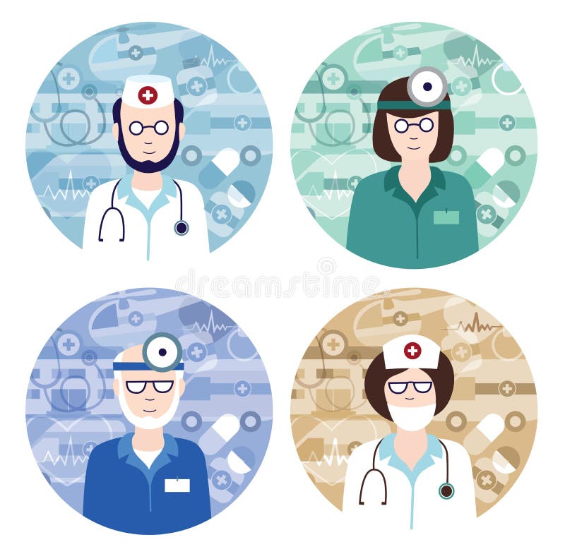 Set of medical avatars stock vector. Illustration of clinic - 53868468