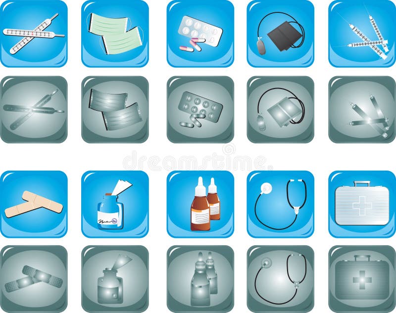 Set of medical Buttons stock vector. Illustration of patient - 18943875