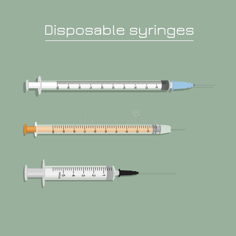 Set of Medical Disposable Syringes Stock Vector - Illustration of ...