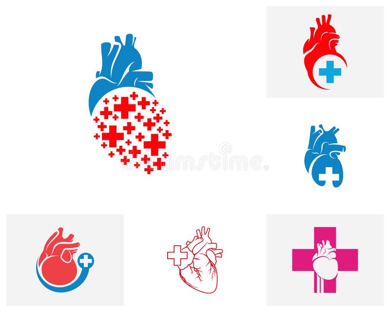Set of Medical Heart Logo Vector Template, Creative Human Heart Logo ...