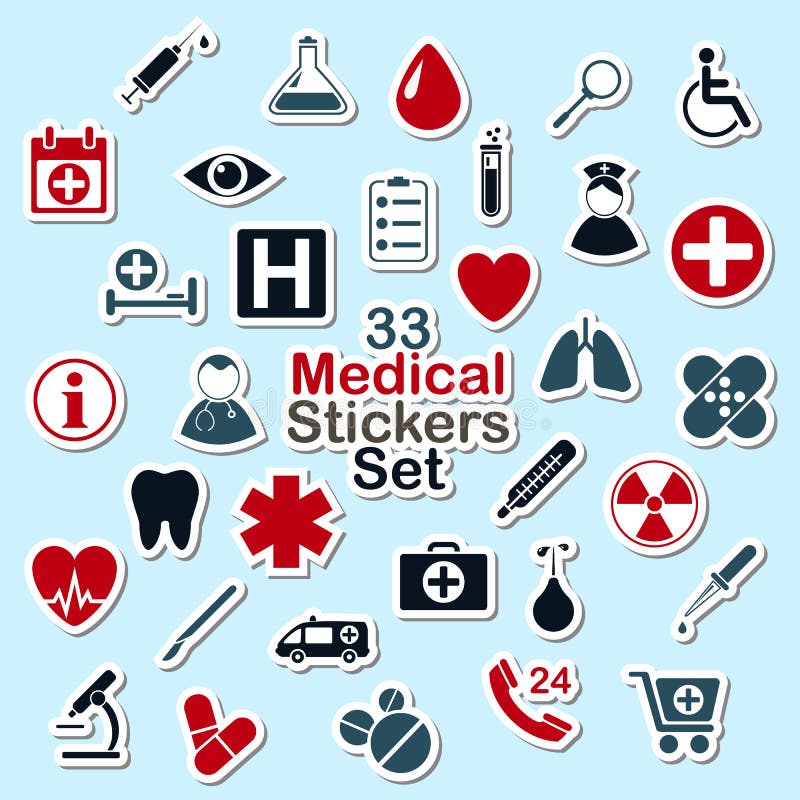 Set Of Medical Icon Stickers Stock Vector - Illustration of laboratory ...