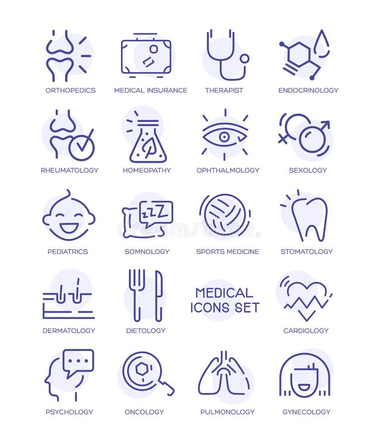 Set of Medical Icons, Vector Line Signs Stock Vector - Illustration of ...