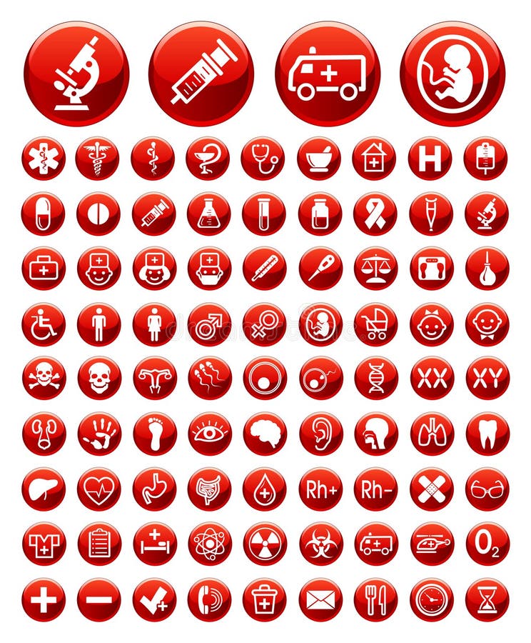 Set of Medical Icons and Warning Signs Stock Vector - Illustration of ...