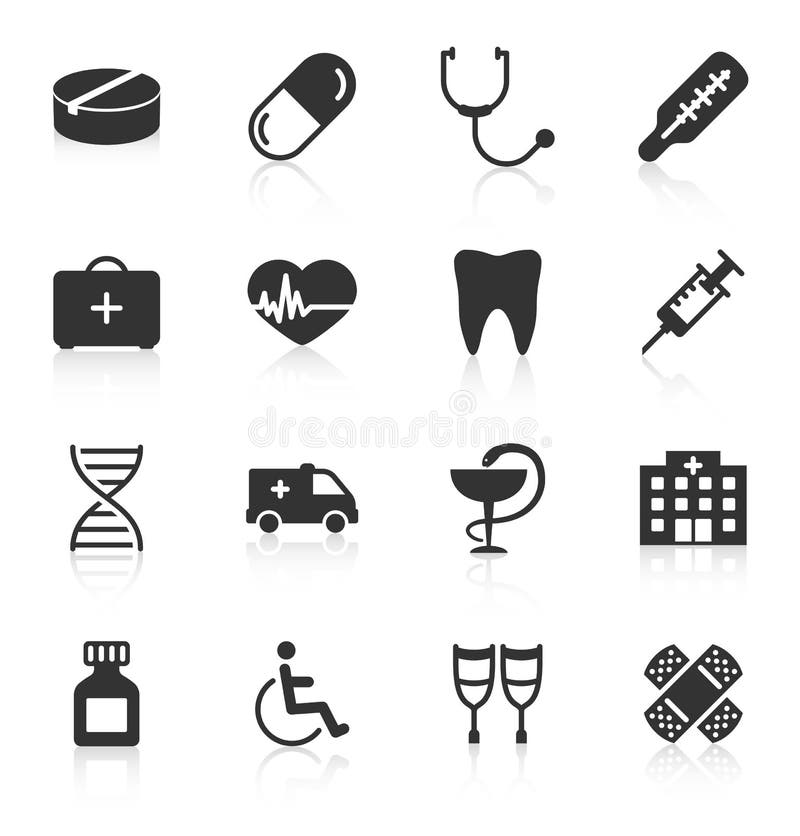 Set of Medical Icons on White Background Stock Vector - Illustration of ...