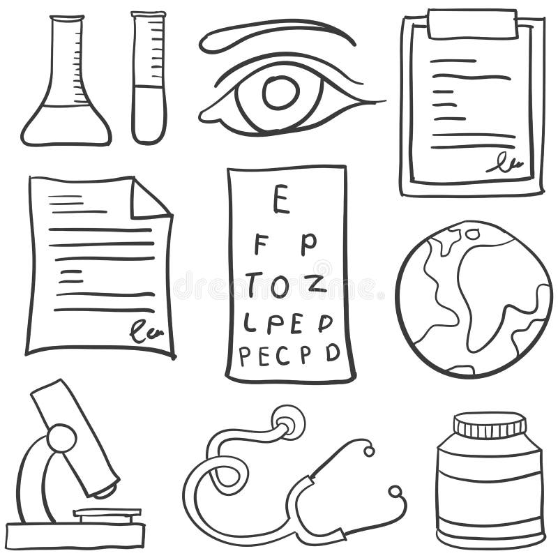 Set Medical Object Hand Draw Doodles Stock Illustrations – 6 Set ...