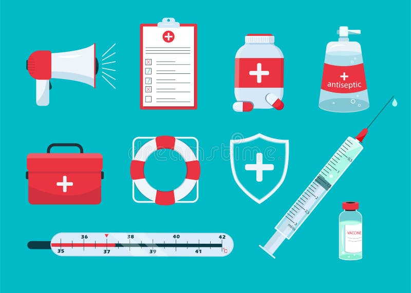 A Set of Medical-related Elements. Vector Graphics. Stock Vector ...