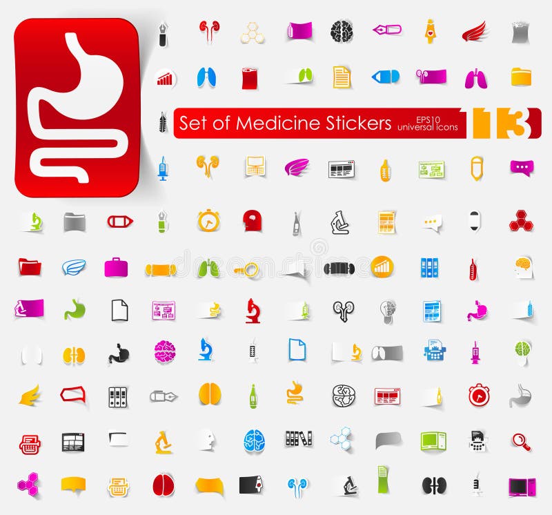 Set of medical stickers stock vector. Illustration of group - 52002623