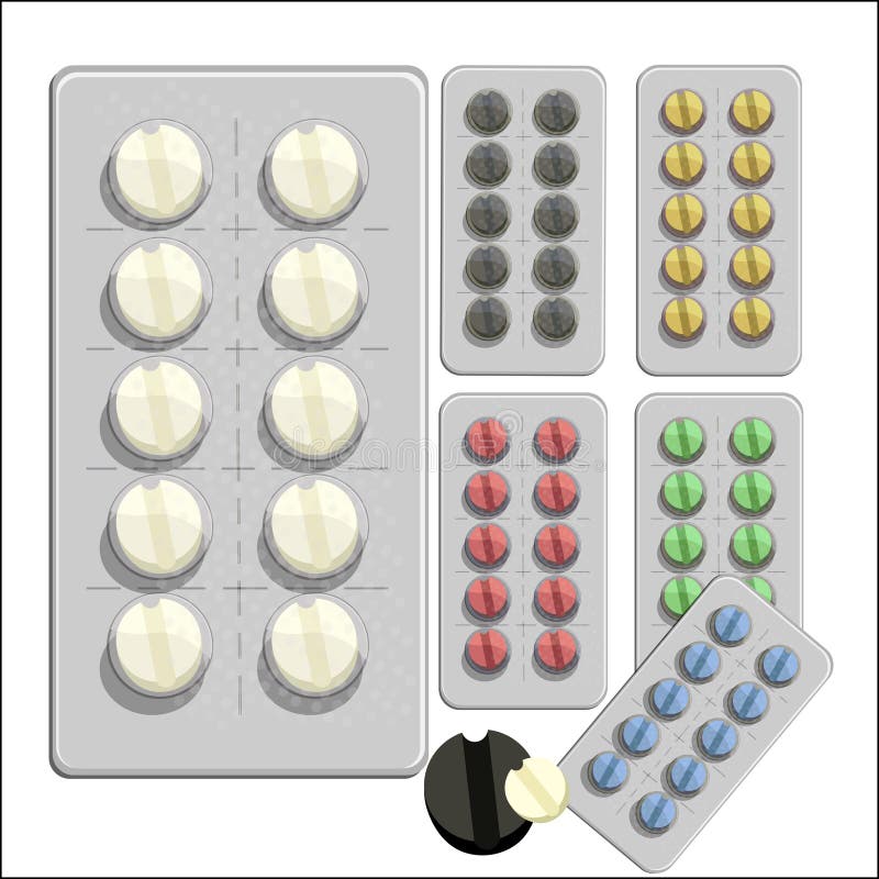 Set of Medical Tablets in the Package. Vector Illustration Stock Vector ...