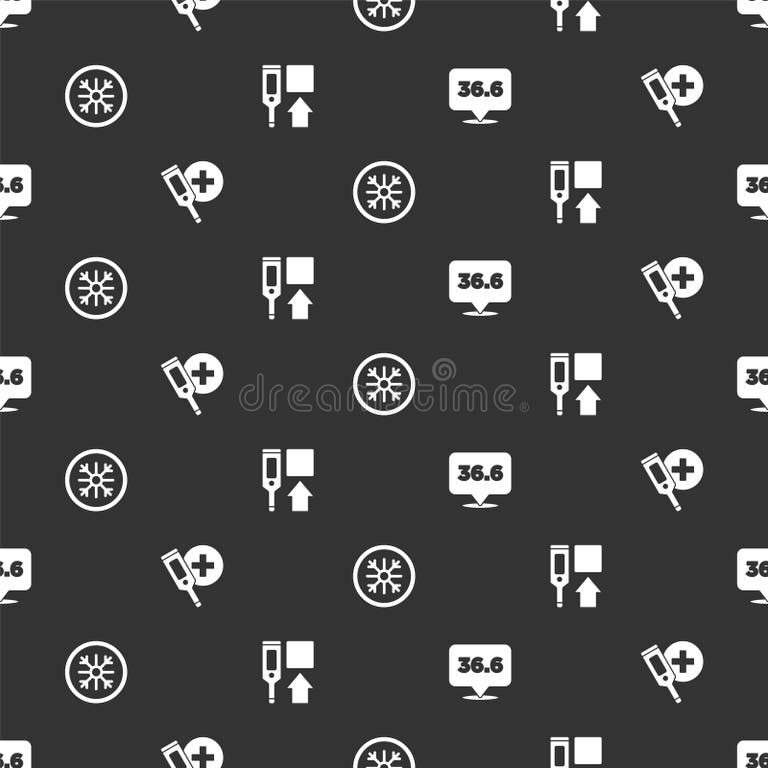 Set Medical Thermometer, Digital, Snowflake and on Seamless Pattern ...