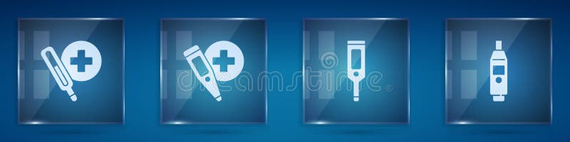Set Medical Thermometer, Digital, and . Square Glass Panels. Vector ...